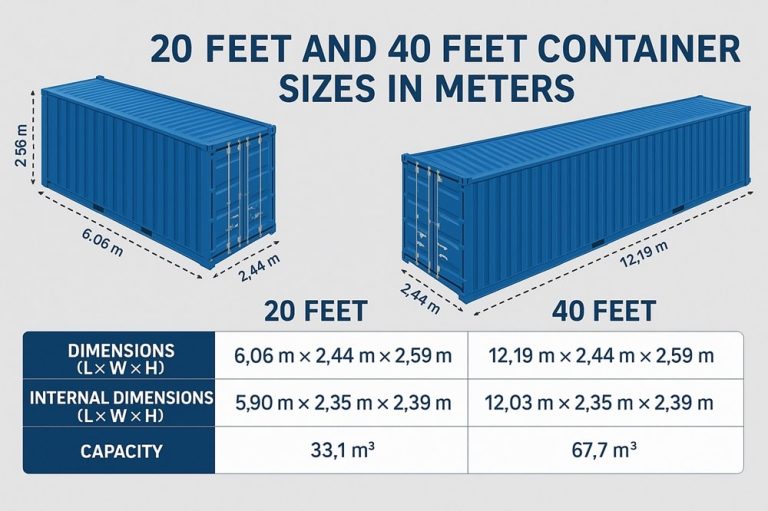 Ukuran Kontainer 20 Feet dan 40 Feet Dalam Meter